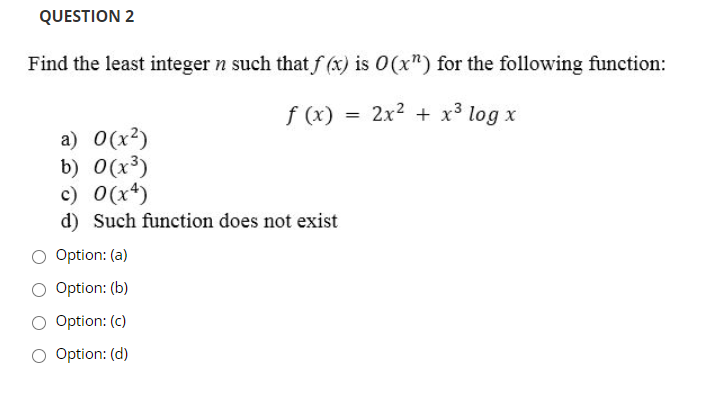 Solved QUESTION 1 Find the least integer n such that f (x) | Chegg.com