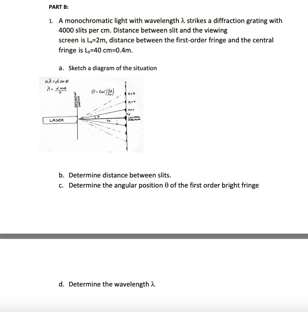 Solved Part B 1 A Monochromatic Light With Wavelength And