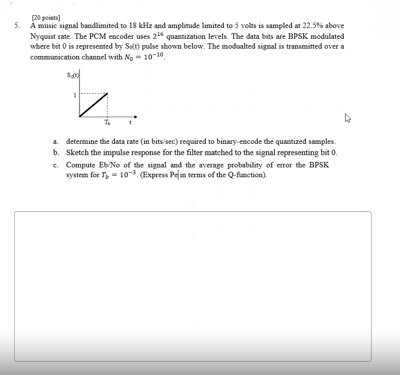 Solved [20 points] 5. A music signal bandlimited to 18 kHz | Chegg.com