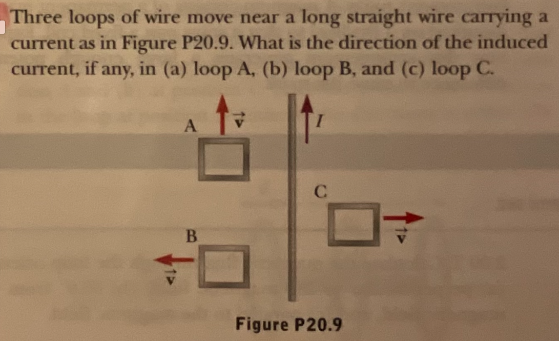 Solved Three loops of wire move near a long straight wire | Chegg.com