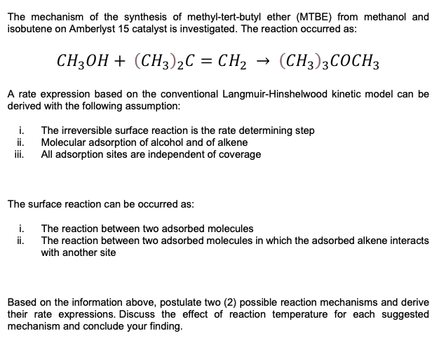 Solved The mechanism of the synthesis of methyl-tert-butyl | Chegg.com