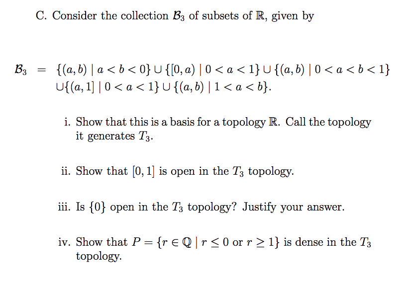 Solved C. Consider the collection B3 of subsets of R, given | Chegg.com