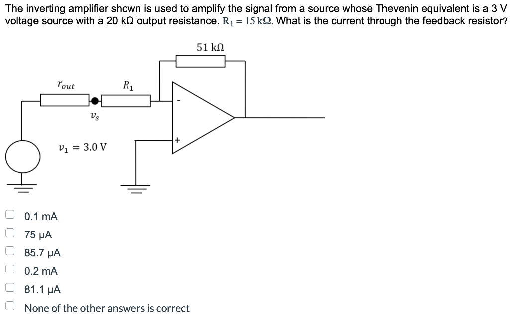 Solved The inverting amplifier shown is used to amplify the | Chegg.com