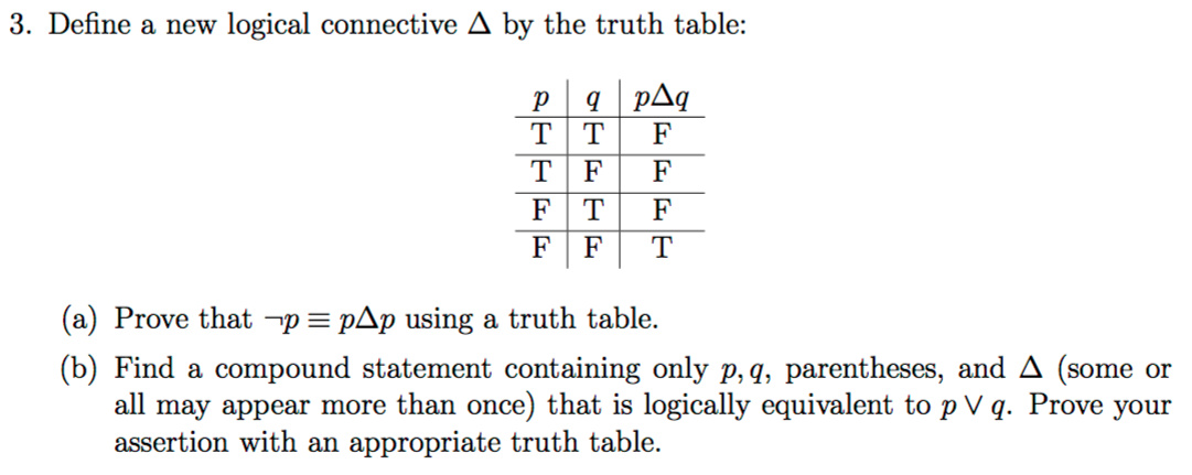 Solved 3. Define a new logical connective A by the truth | Chegg.com