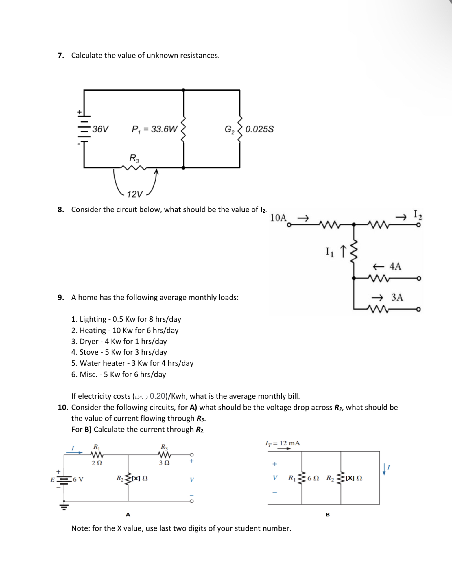 Solved 7. Calculate the value of unknown resistances. 8. | Chegg.com