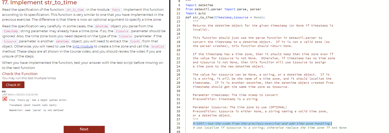 Solved I need help implementing def str_to_time(timestamp, | Chegg.com Solved I need help implementing def str_to_time(timestamp, | Chegg.com