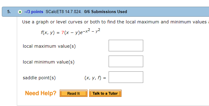 Solved 12. -13 points SCalcET8 14.7.023. 0/6 Submissions | Chegg.com