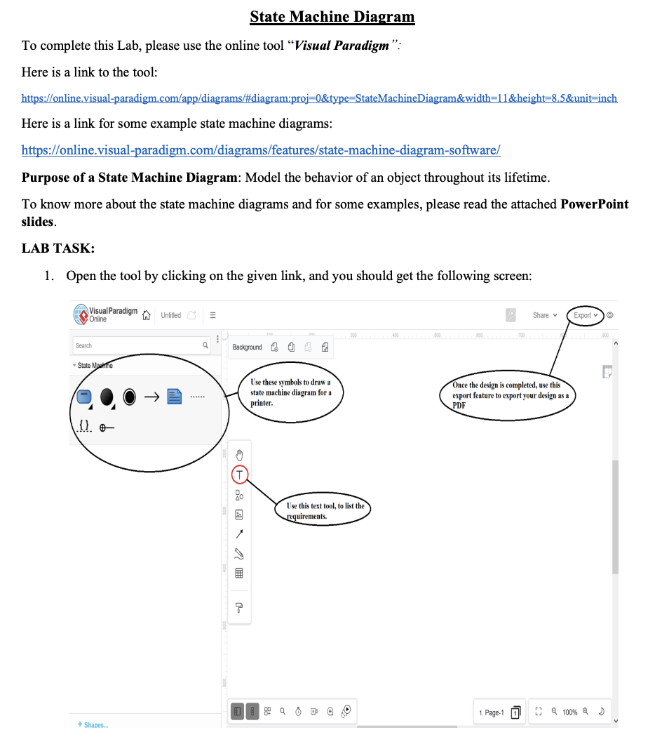 State Machine Diagram To complete this Lab, please | Chegg.com