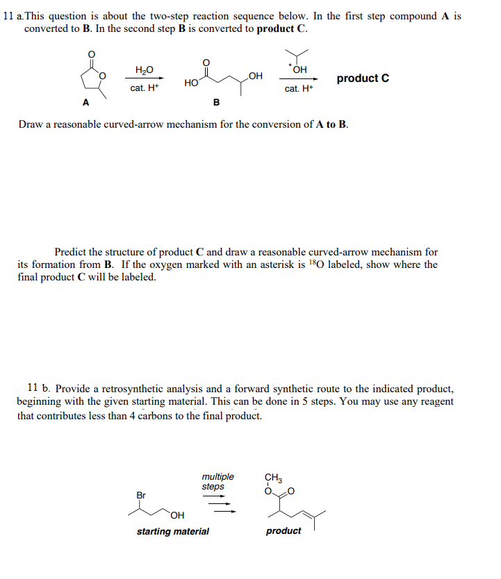 Solved 11 a This question is about the two-step reaction | Chegg.com