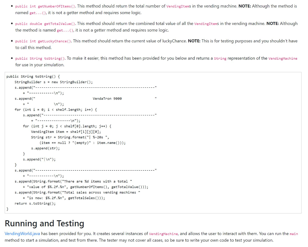 Solved Please help me write this Java program of a Vending | Chegg.com