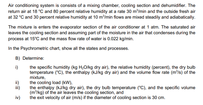 Solved Air conditioning system is consists of a mixing | Chegg.com