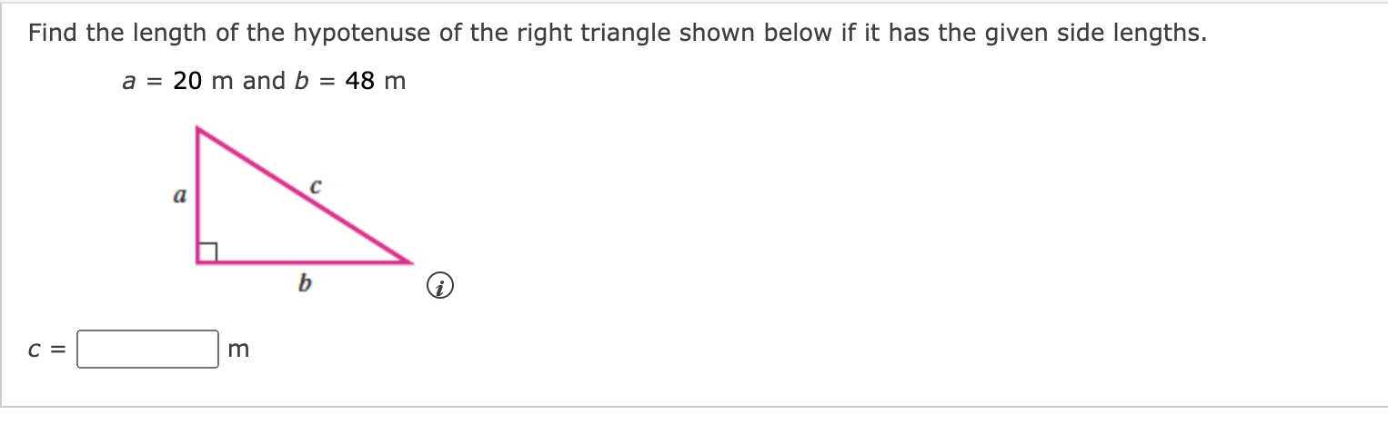Solved Find the length of the hypotenuse of the right | Chegg.com