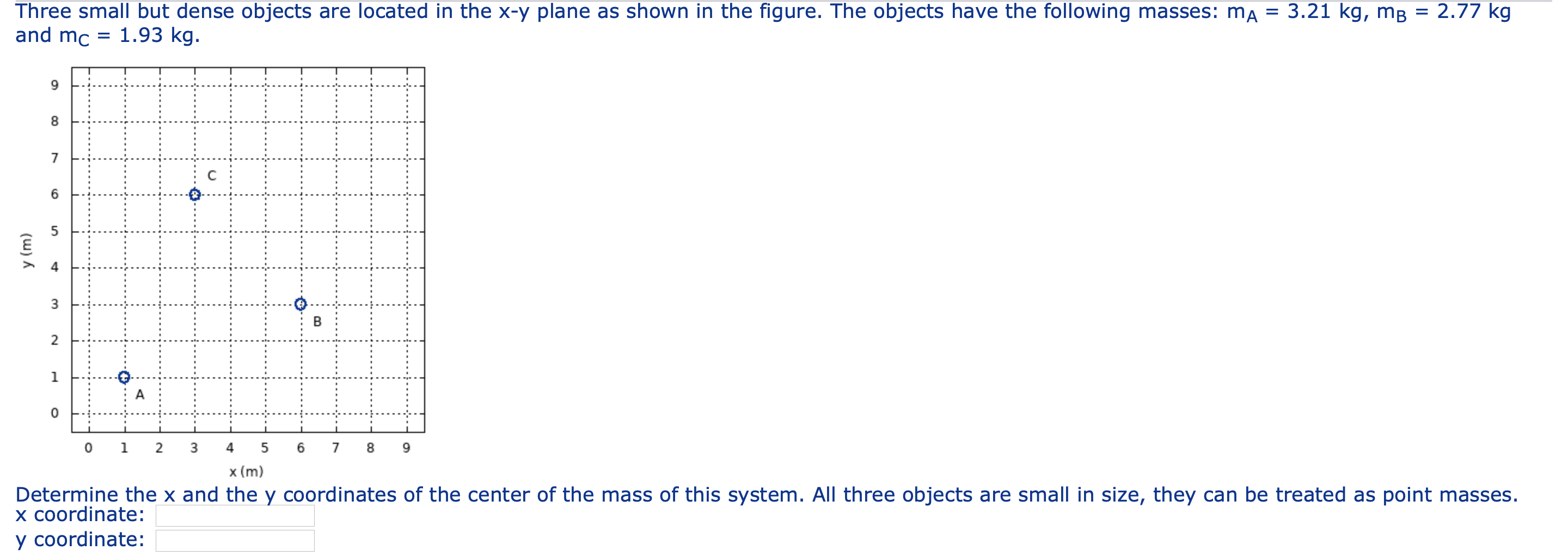 Solved = = Three small but dense objects are located in the | Chegg.com