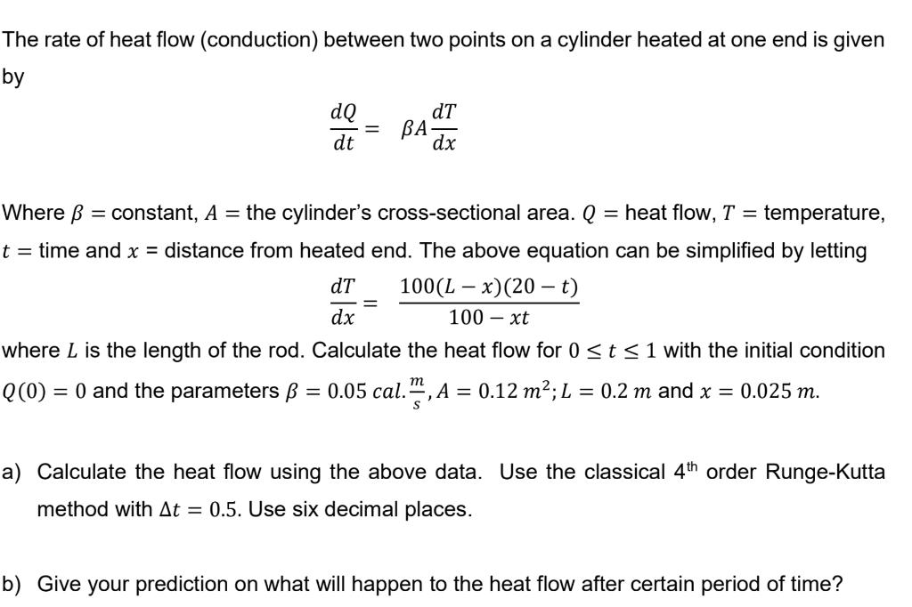 Solved The rate of heat flow (conduction) between two points | Chegg.com