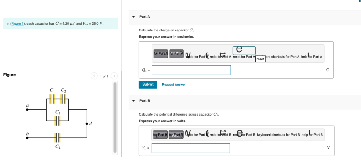Solved In (Figure 1), each capacitor has C=4.20μF and | Chegg.com