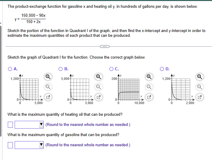 Solved y=150+2x150,000−90x Sketch the portion of the | Chegg.com