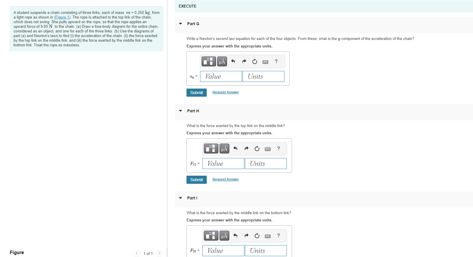 A student suspends a chain consisting of three links, | Chegg.com