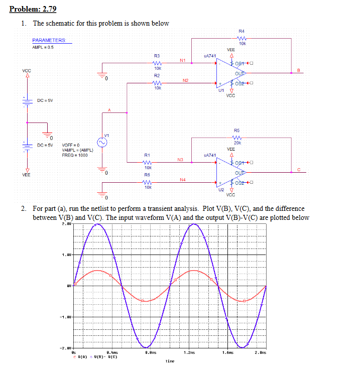 Use SPICE to repeat solution to problem 2.79 ﻿with | Chegg.com