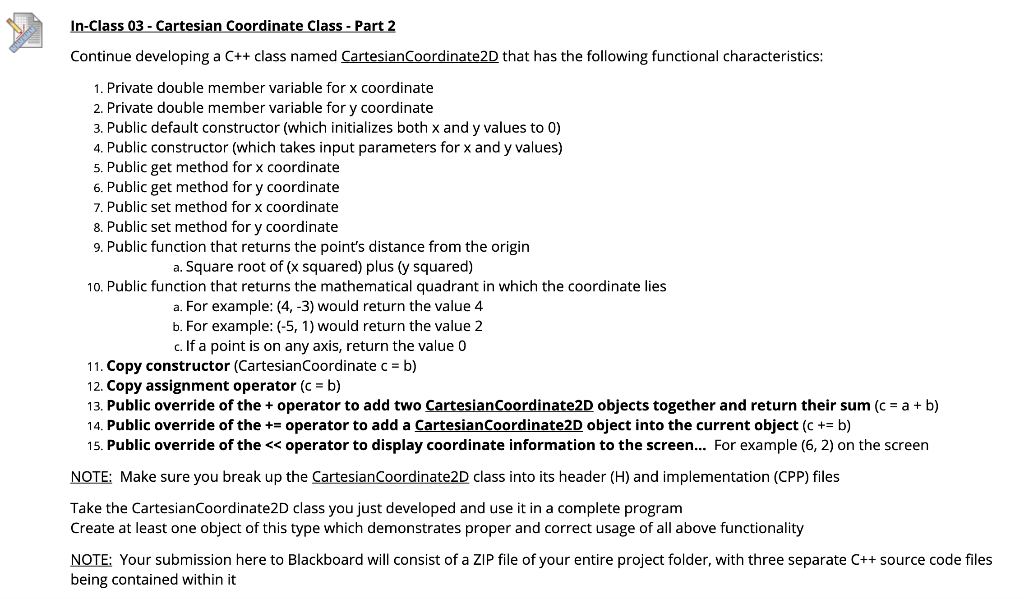 Solved In-Class 03 - Cartesian Coordinate Class - Part 2 | Chegg.com