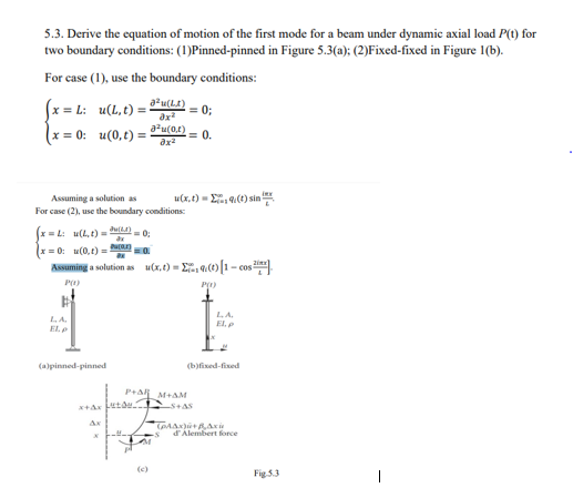 Solved 5.3. Derive the equation of motion of the first mode | Chegg.com