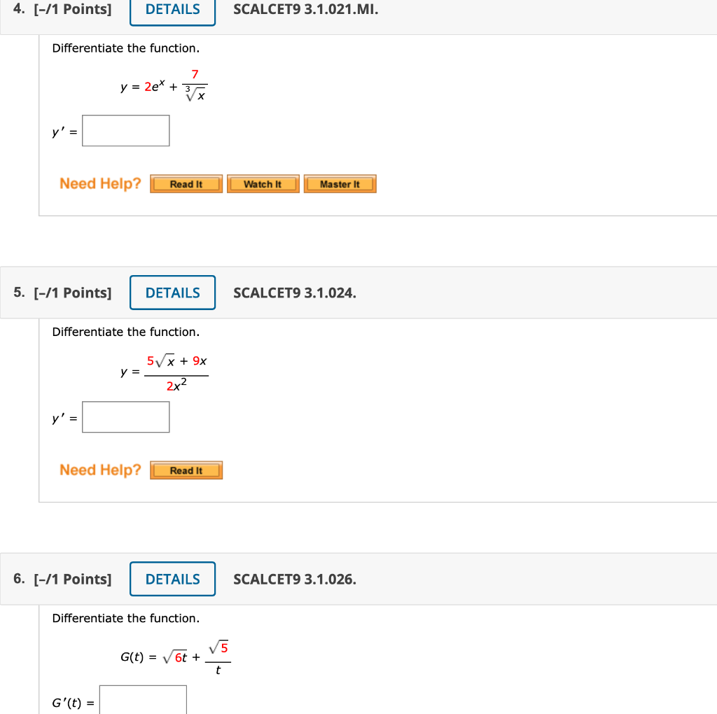 Solved 1. [-/1 Points] DETAILS SCALCET9 3.1.008. M | Chegg.com