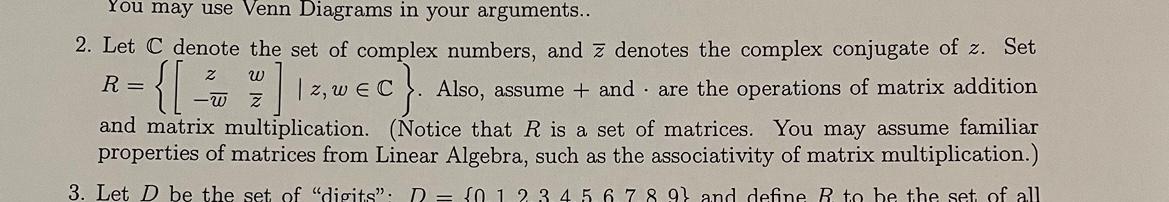 Solved 2. Let C denote the set of complex numbers, and zˉ | Chegg.com