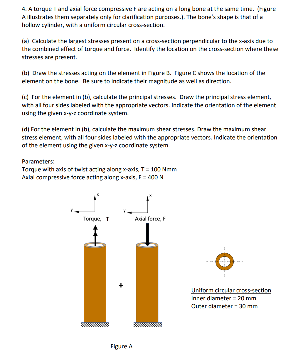 Solved 4. A torque T and axial force compressive F are | Chegg.com