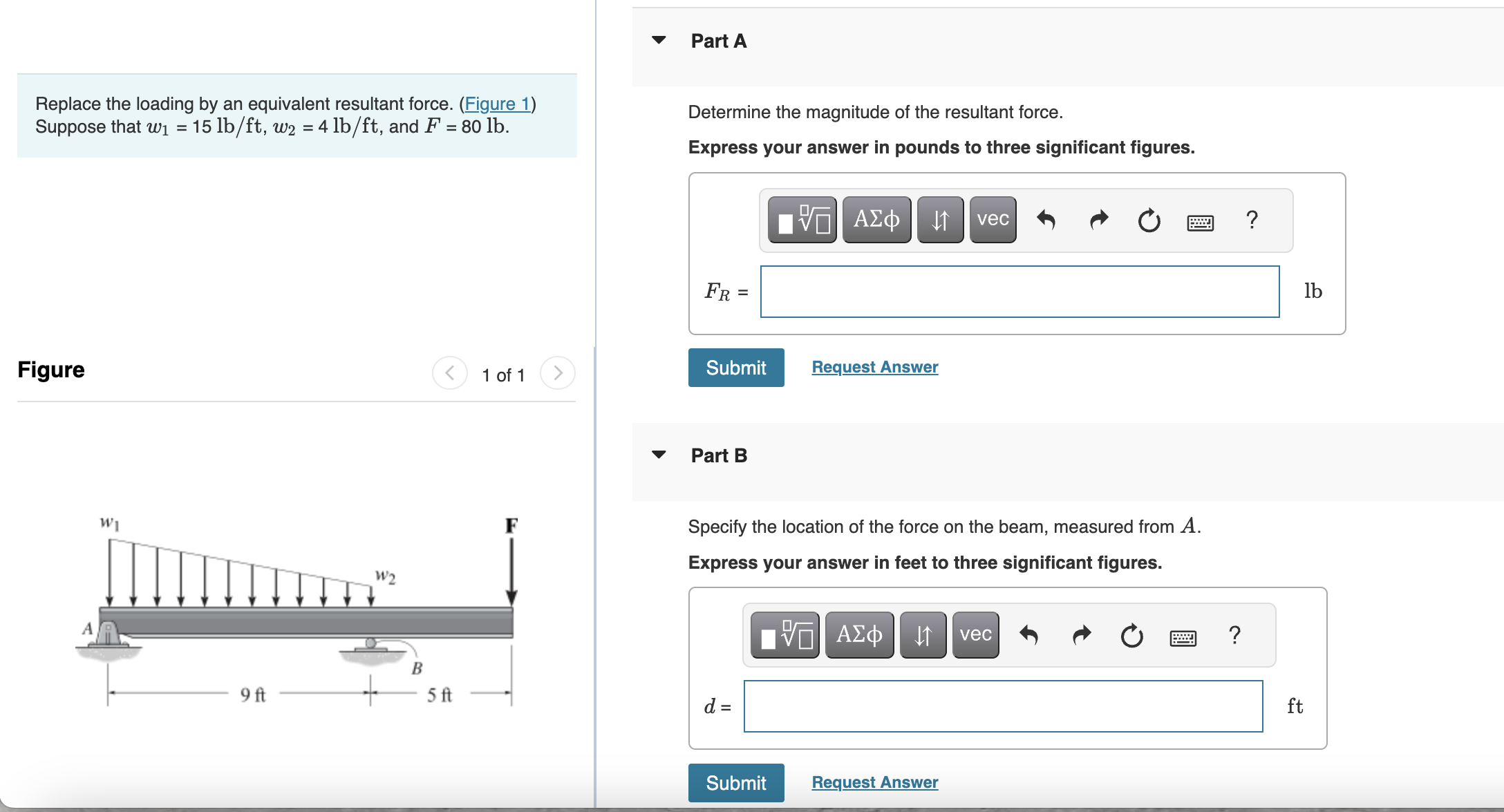 Solved Replace the loading by an equivalent resultant force. | Chegg.com