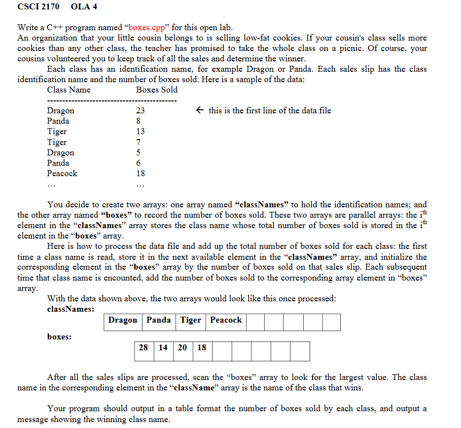 Solved CSCI 2170 OLA 4 Write a C++ program named "boxes.cpp" | Chegg.com