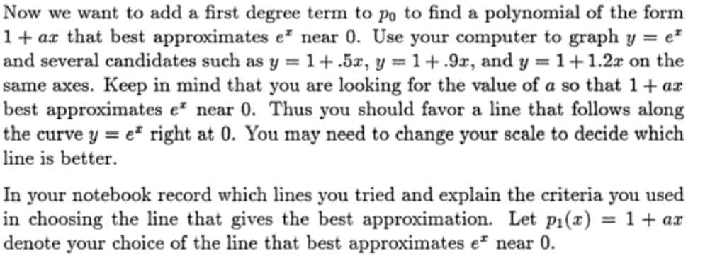 Solved Now we want to add a first degree term to p0 to find | Chegg.com