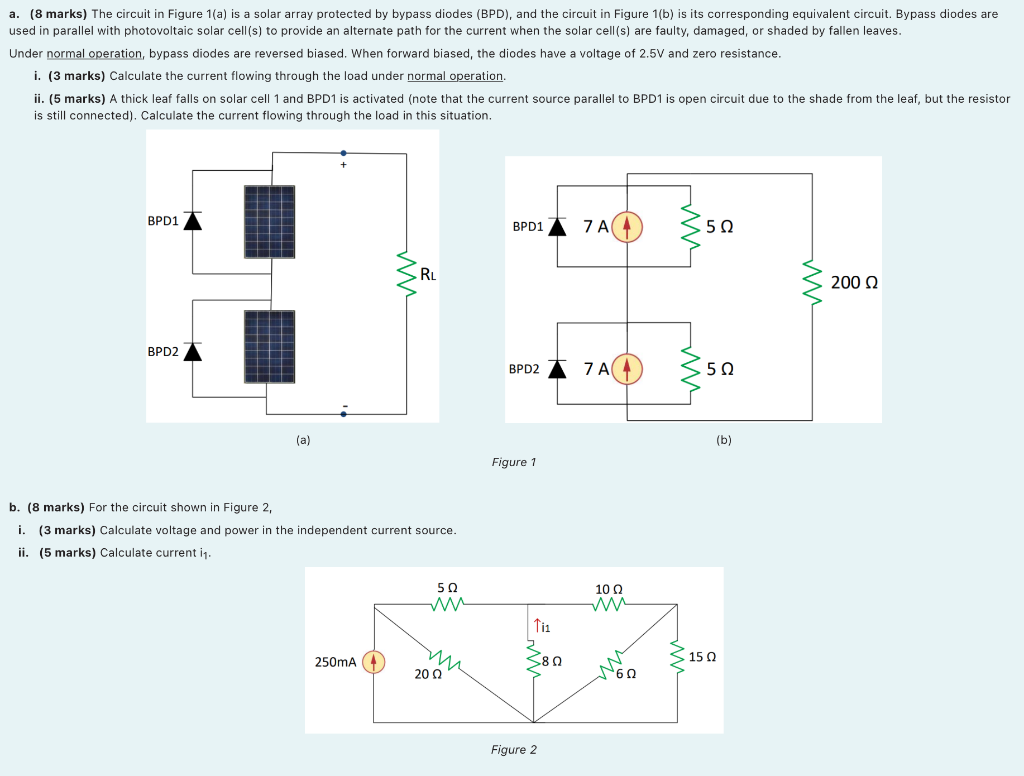 Solved a. (8 marks) The circuit in Figure 1(a) is a solar | Chegg.com