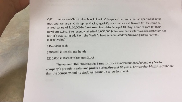 Louise and Christopher Maclin live in Chicago and | Chegg.com