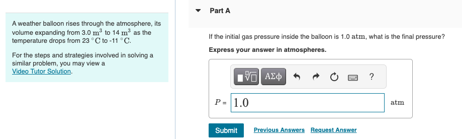 Solved A weather balloon rises through the atmosphere, its | Chegg.com