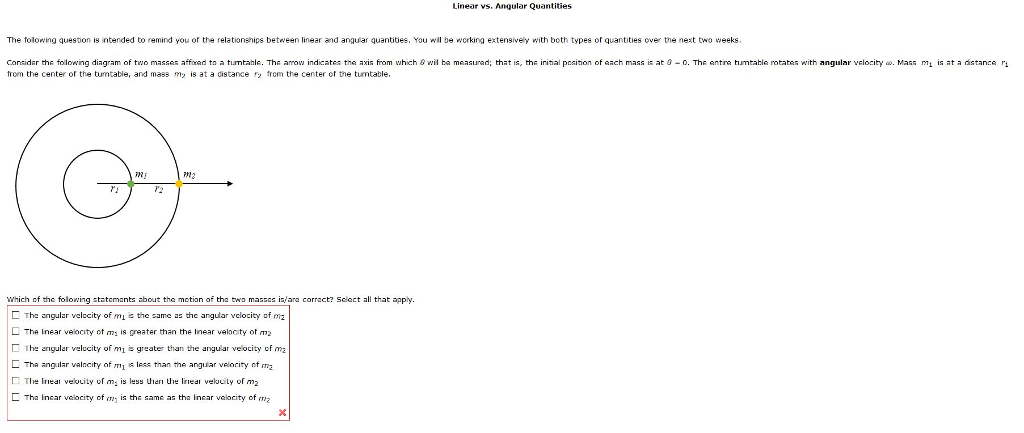 Solved Linear vs. Angular Quantities The tolowing question | Chegg.com