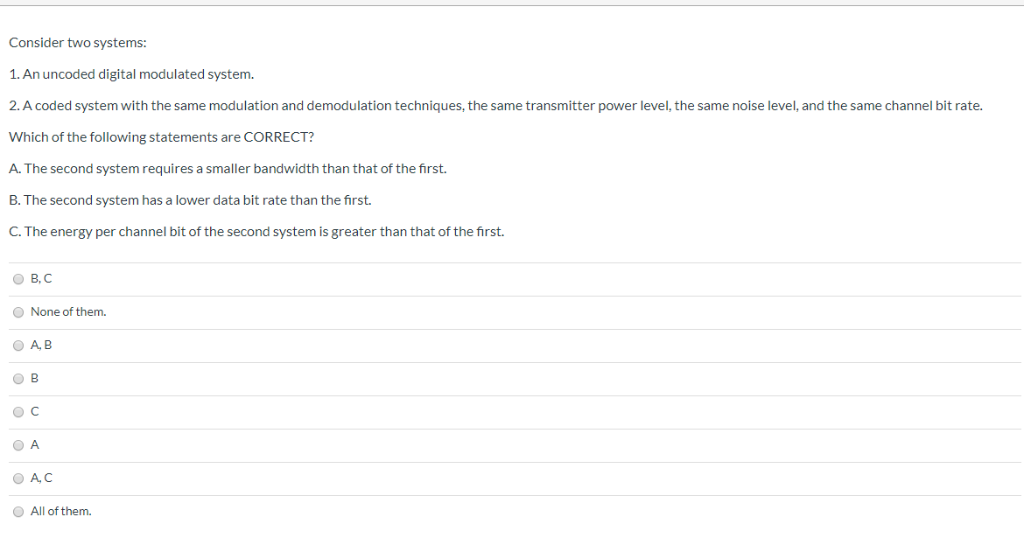 Solved Consider two systems: 1. An uncoded digital modulated | Chegg.com