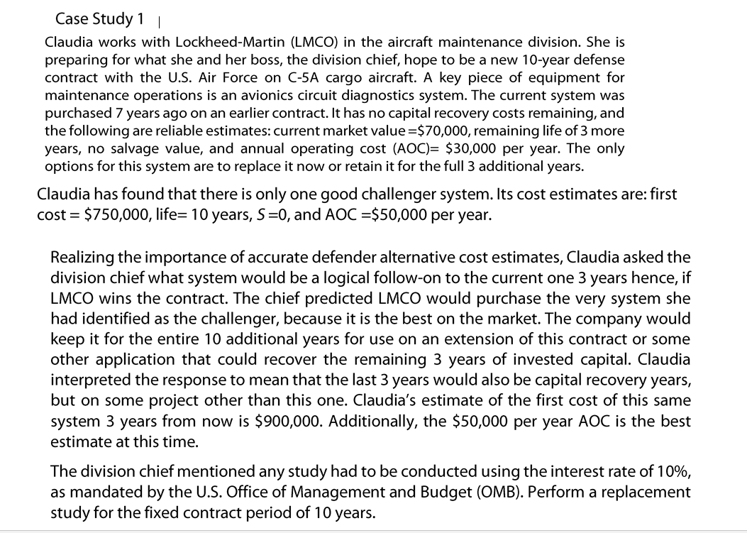 Case Study 1 1 Claudia works with Lockheed Martin | Chegg.com