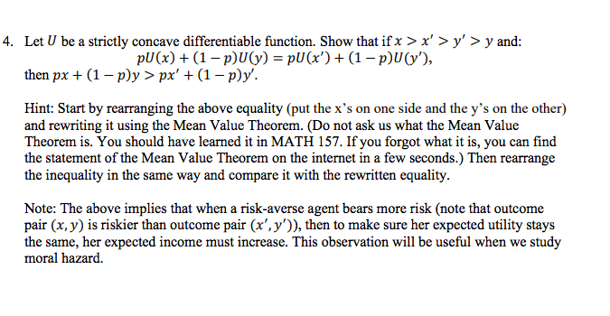 Let U be a strictly concave differentiable function. | Chegg.com