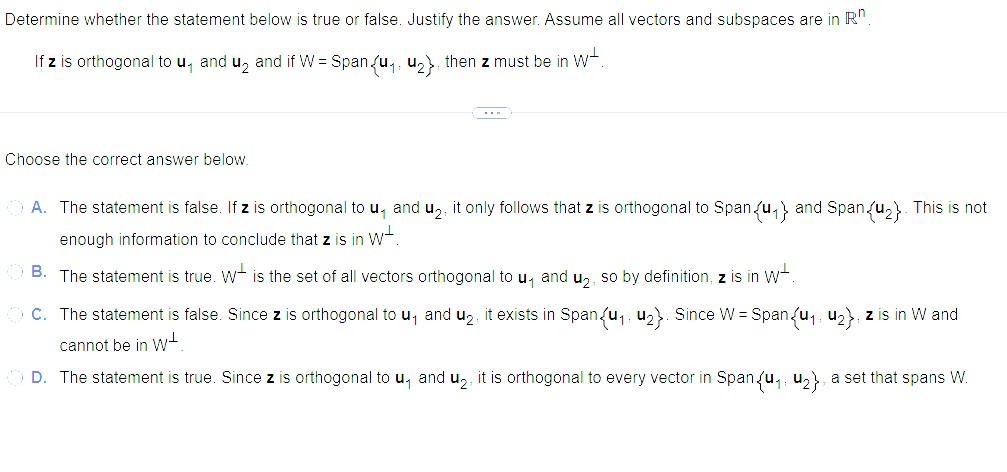 Solved Determine whether the statement below is true or | Chegg.com