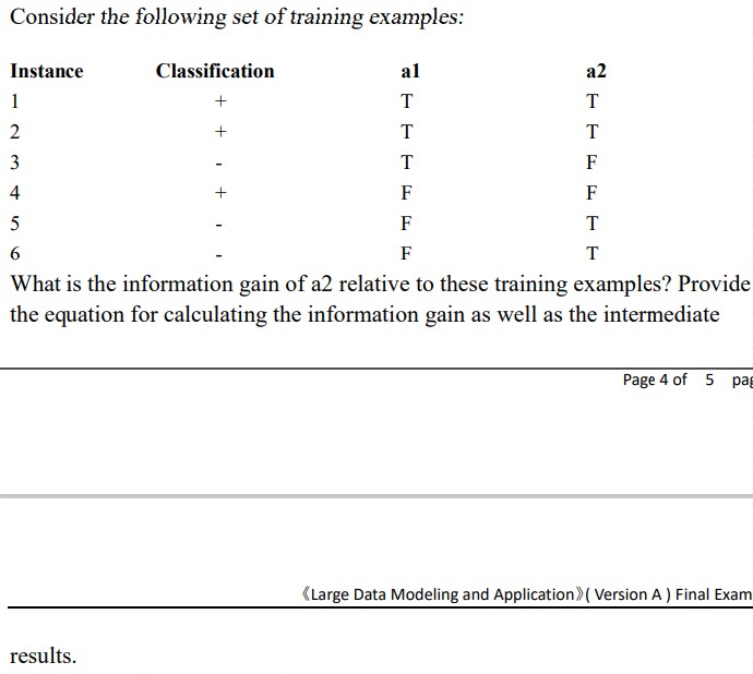 Solved Consider the following set of training examples: What | Chegg.com