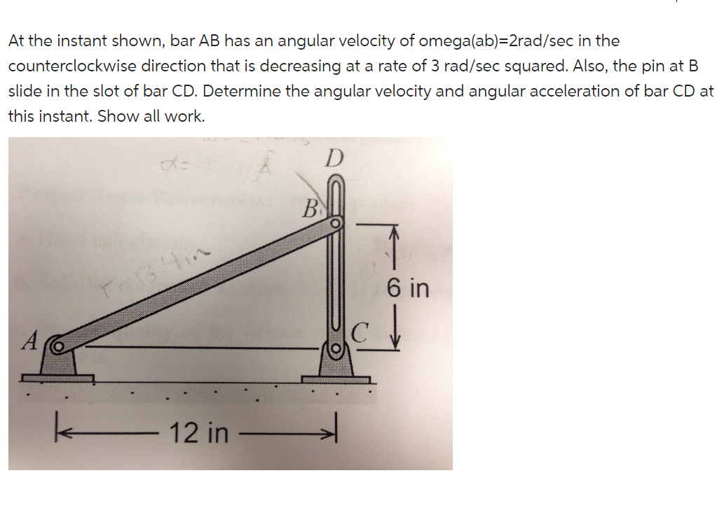 Solved At the instant shown, bar AB has an angular velocity | Chegg.com