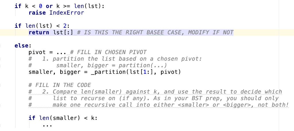 Implement the kth_smallest() method by using | Chegg.com