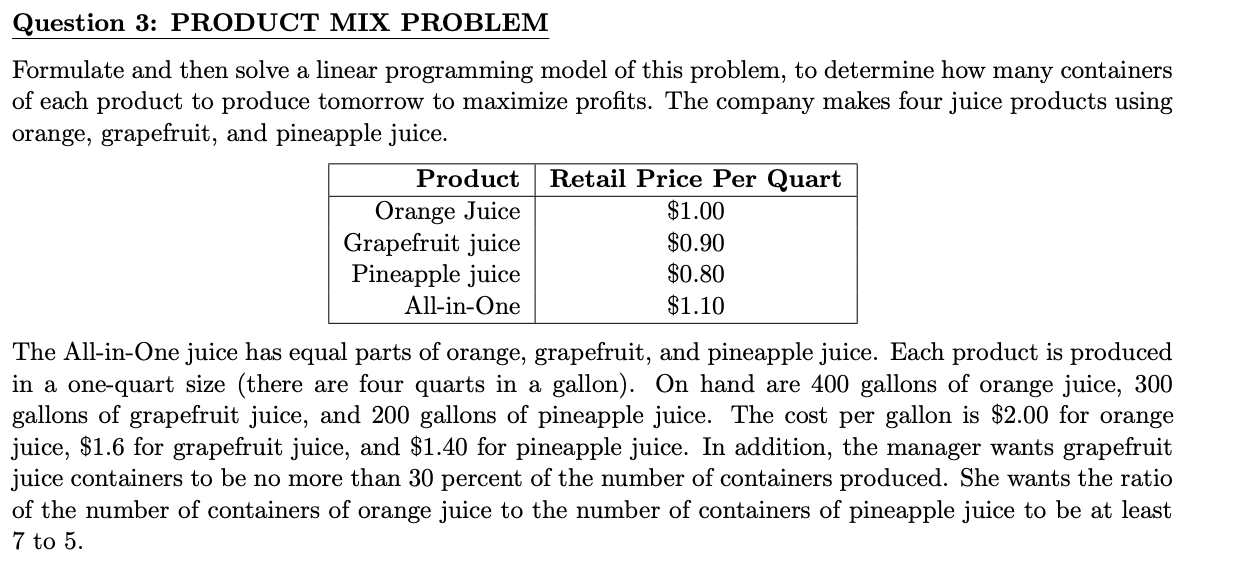 Formulate and then solve a linear programming model | Chegg.com