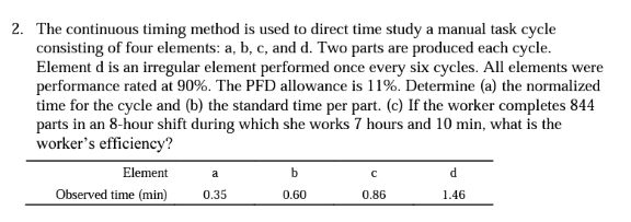 Solved 2. The continuous timing method is used to direct | Chegg.com