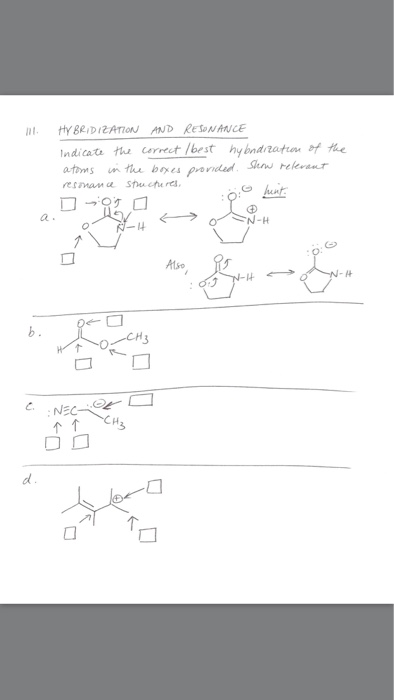 Solved Hybridization and Resonance Indicate the | Chegg.com Solved Hybridization and Resonance Indicate the | Chegg.com