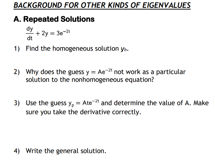 Solved BACKGROUND FOR OTHER KINDS OF EIGENVALUES A. Repeated | Chegg.com