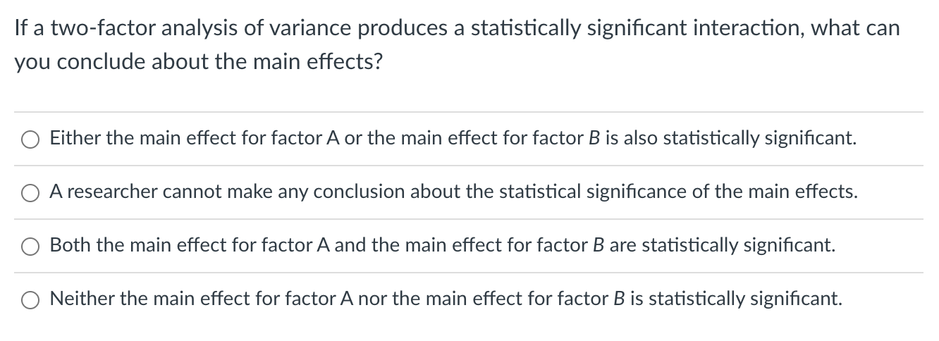 Solved If a two-factor analysis of variance produces a | Chegg.com