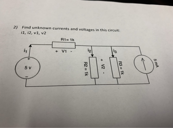 Solved 2) Find unknown currents and voltages in this | Chegg.com