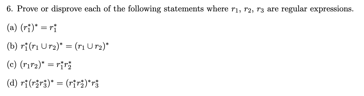 Solved 6. Prove or disprove each of the following statements | Chegg.com