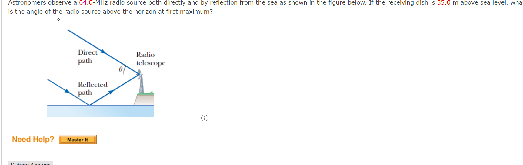 Solved is the angle of the radio source above the horizon at | Chegg.com