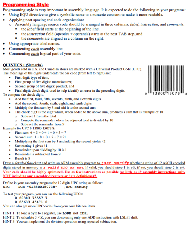 Programming style is very important in assembly | Chegg.com